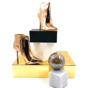 Shoes | Rose Gold Metallic Ankle Booties | Poshmark